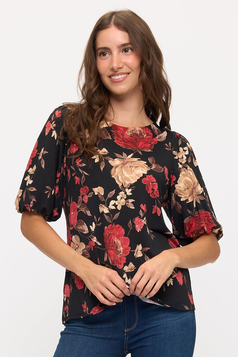 FLORAL PRINT W/FOIL BALLON FASHION TEE – PERSEPTION
