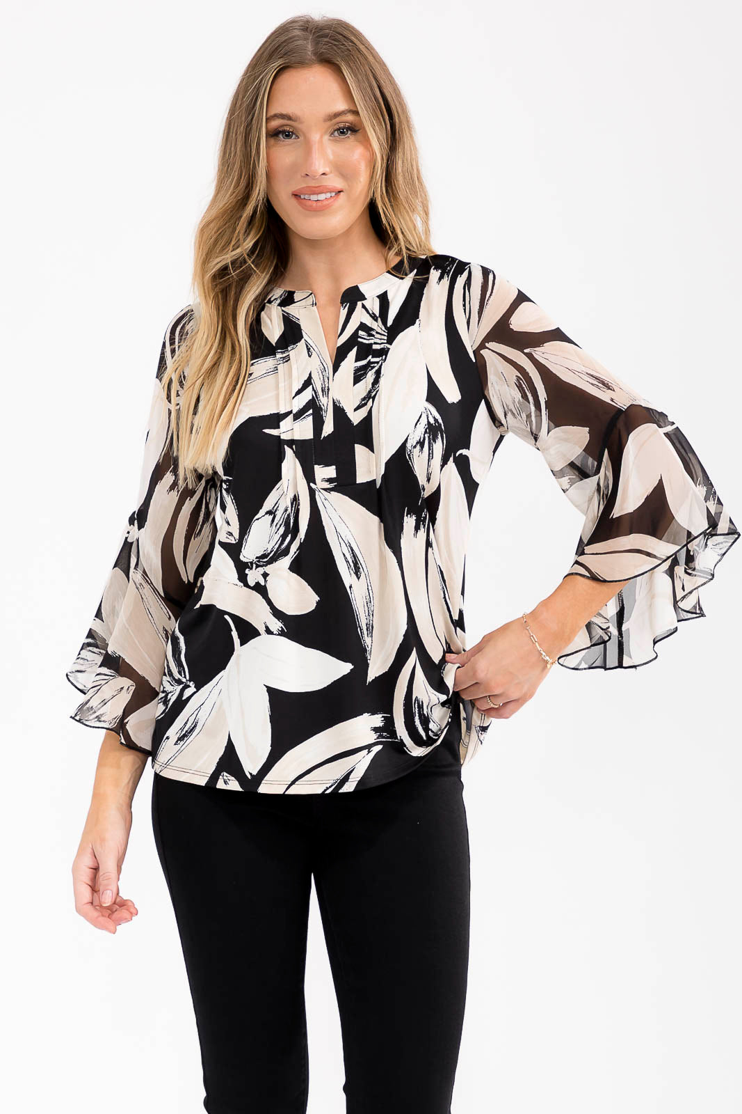 FLORAL PINTUCK ANGEL BLOUSE – PERSEPTION