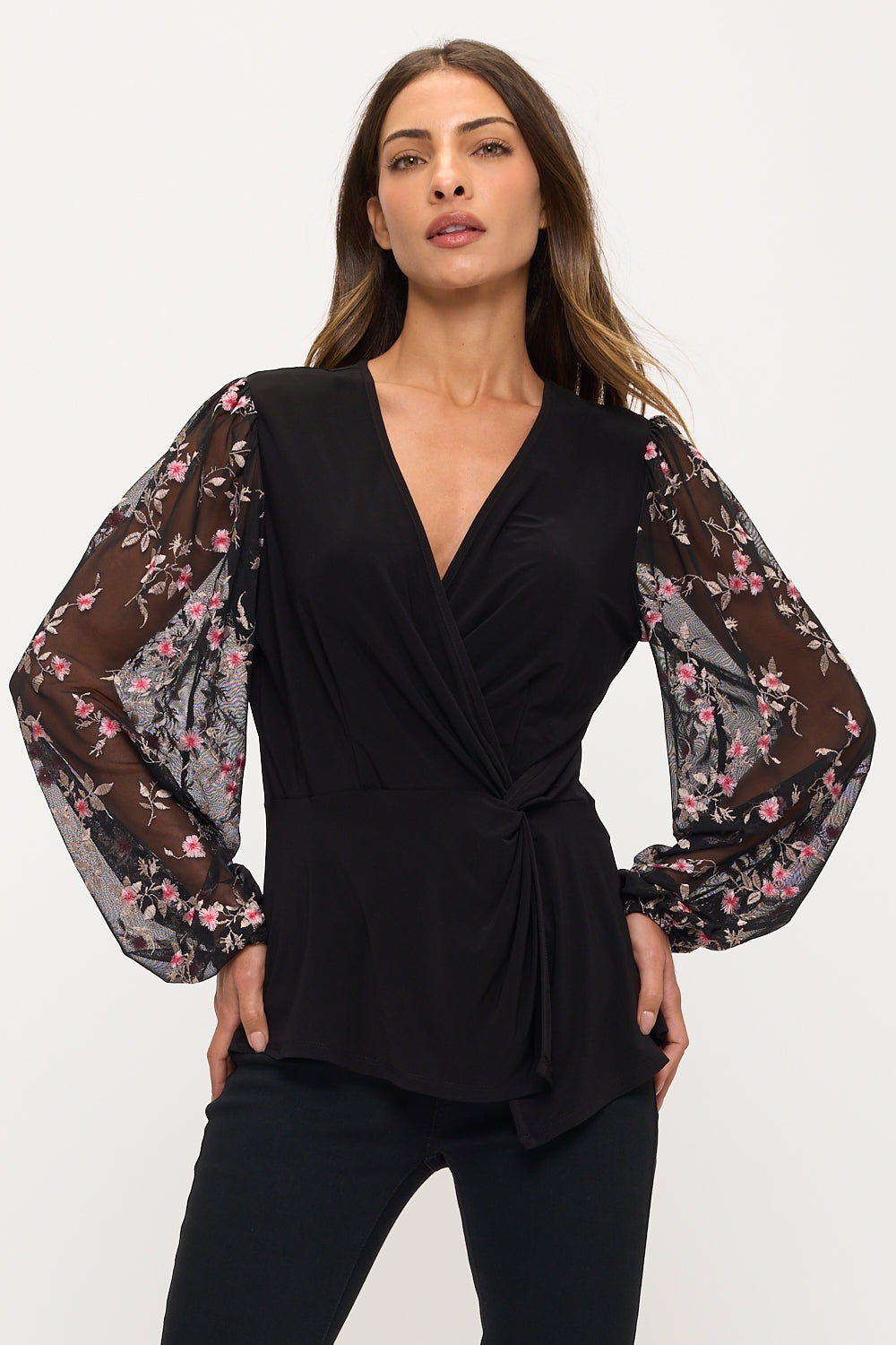 EMBROIDERY MESH BLOUSSON KNOT FRONT – PERSEPTION